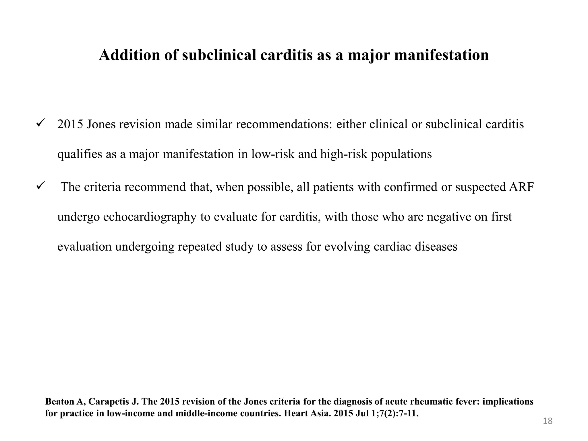 2015 Jones criteria for the diagnosis of rheumatic fever | PPTX