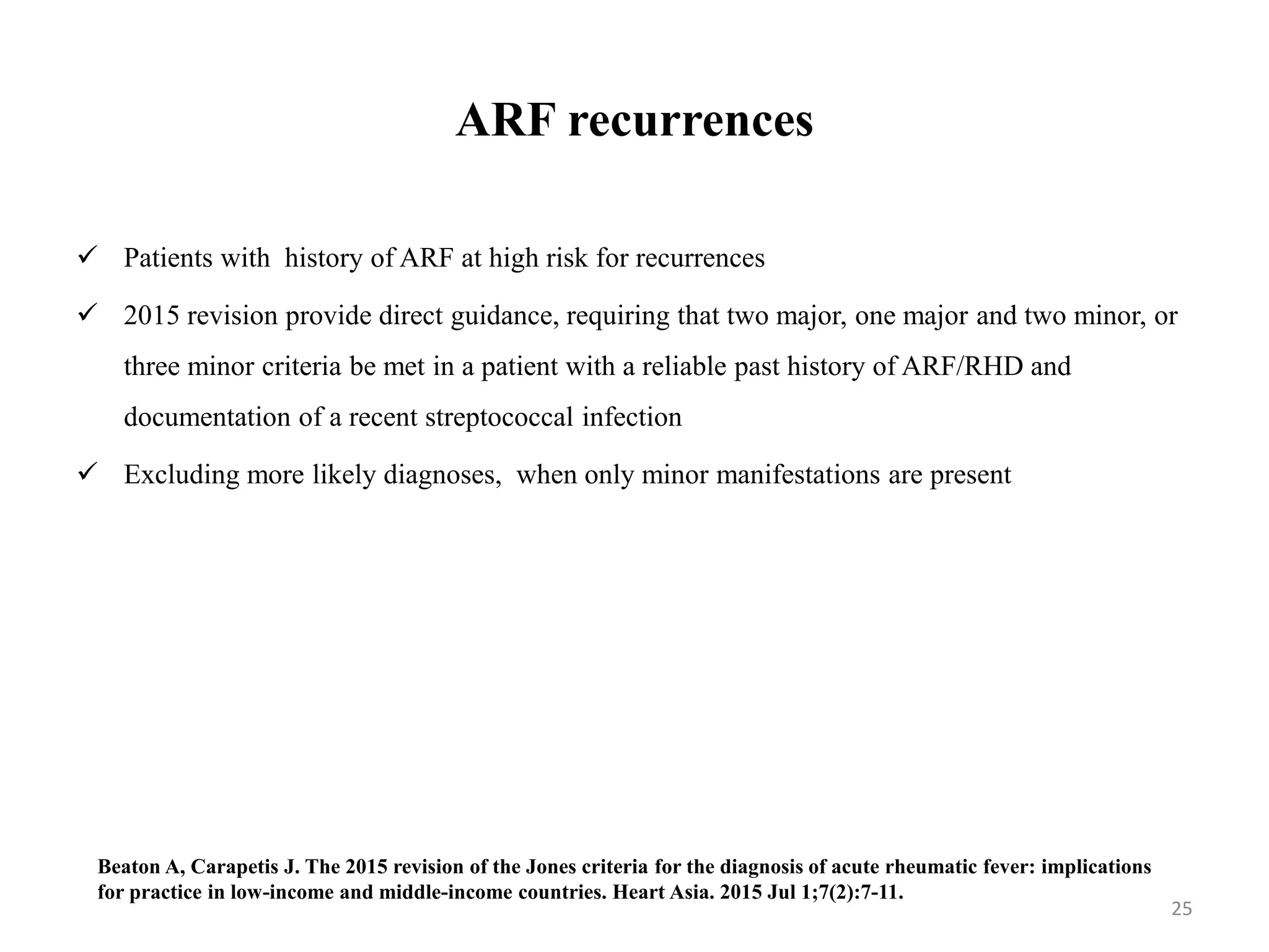 2015 Jones criteria for the diagnosis of rheumatic fever | PPTX