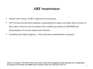 2015 Jones criteria for the diagnosis of rheumatic fever | PPTX