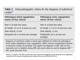2015 Jones criteria for the diagnosis of rheumatic fever | PPTX