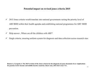 2015 Jones criteria for the diagnosis of rheumatic fever | PPTX