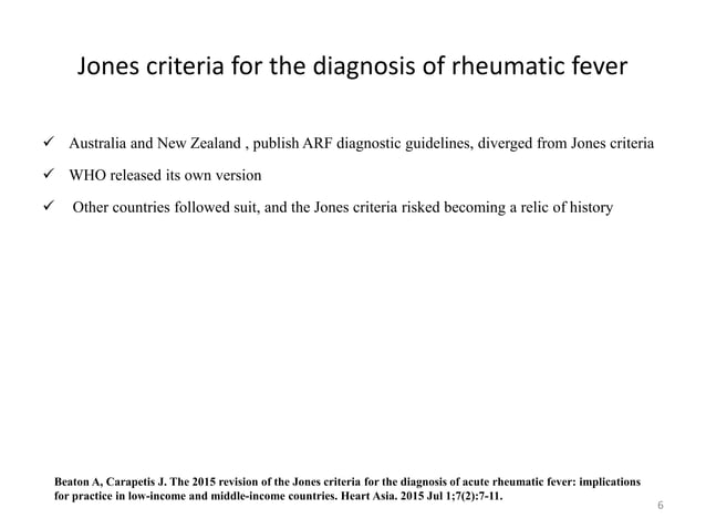 2015 Jones criteria for the diagnosis of rheumatic fever | PPTX | Heart ...