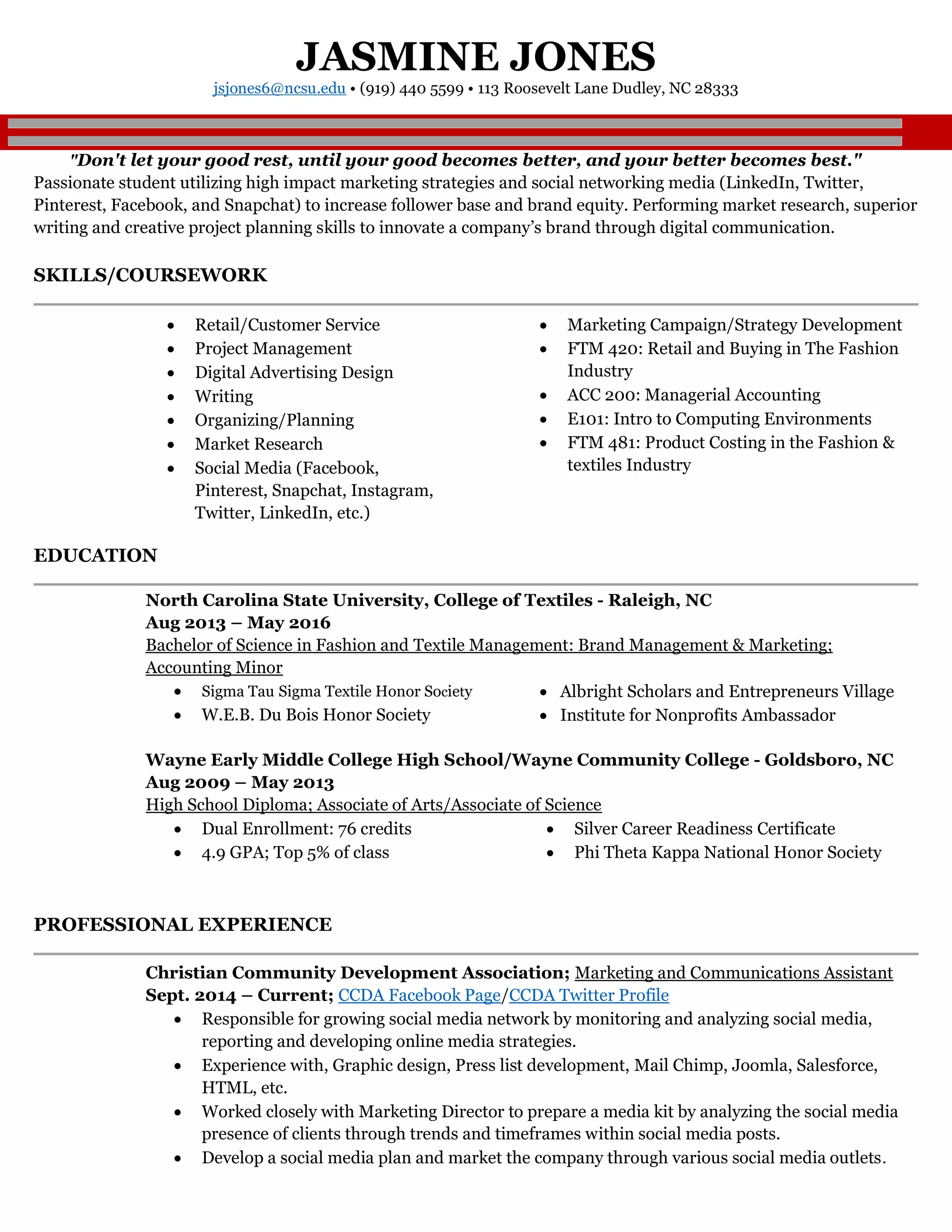 Jones Jasmine full resume | PDF