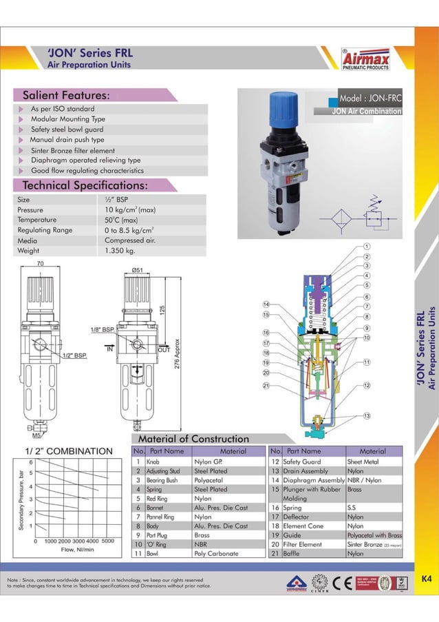 Jon Series FRL Air Preparation Unit | PDF
