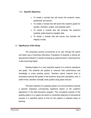 Computerized Grading System 2016 | DOCX
