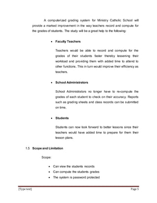 Computerized Grading System 2016 | DOCX