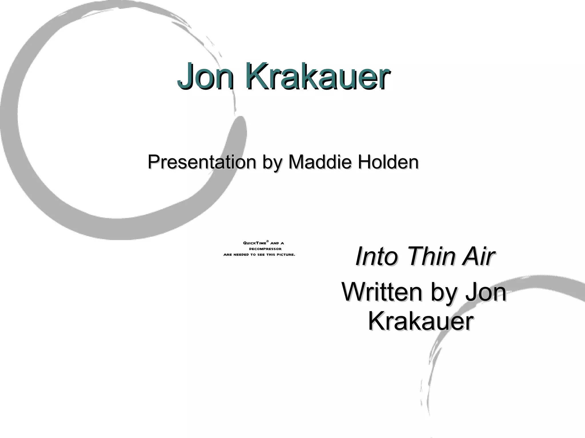 Jon Krakauer | PPT | Climbing | Extreme Sports