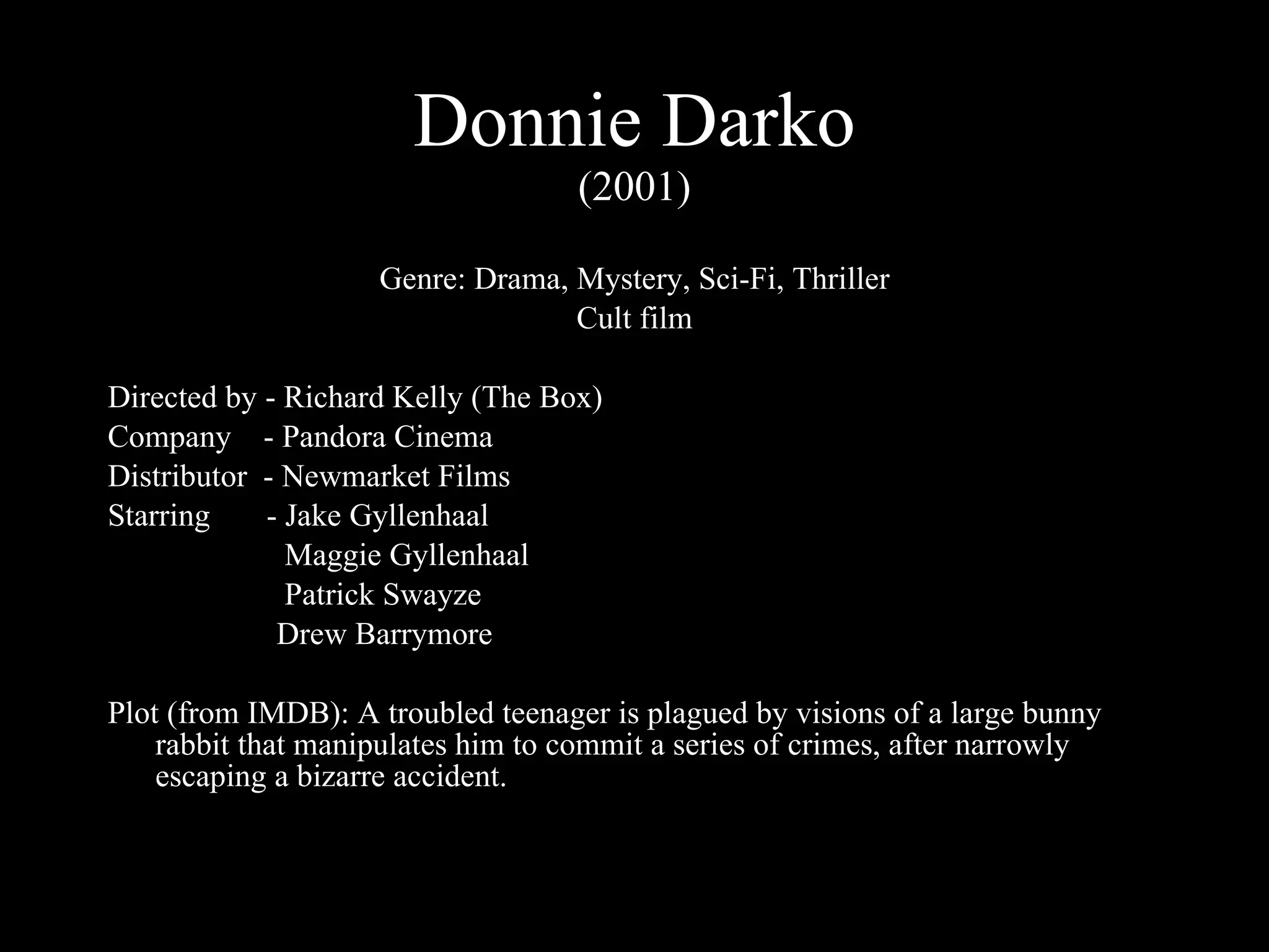 Donnie Darko Opening Scene Analysis | PPT