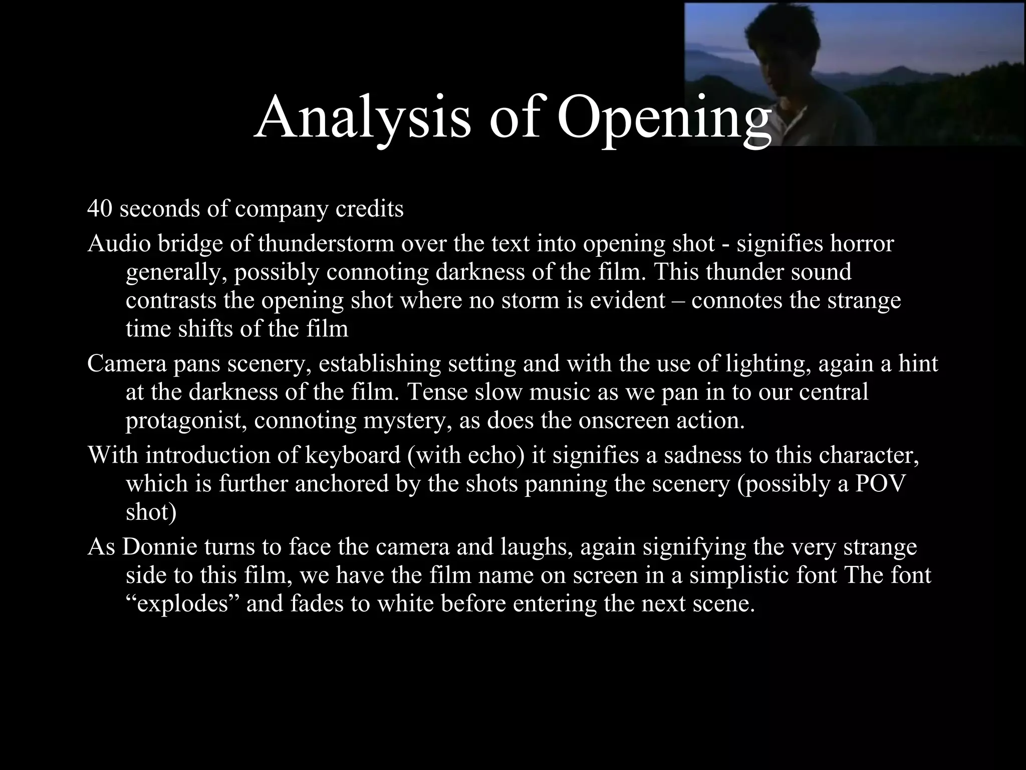Donnie Darko Opening Scene Analysis | PPT