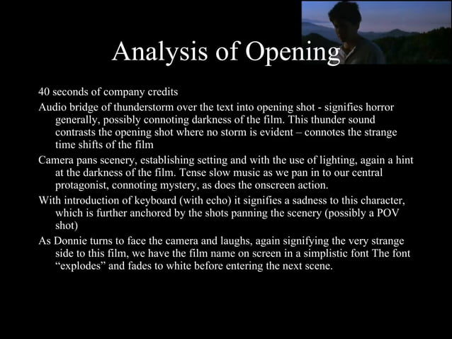 Donnie Darko Opening Scene Analysis | PPT