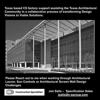 Jon Salis Construction Specialties - Design Assistance | PDF