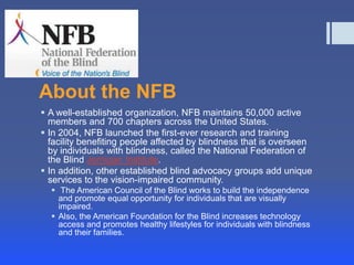 Jon schorsch: the national federation of the blind’s meet the blind month | PPT