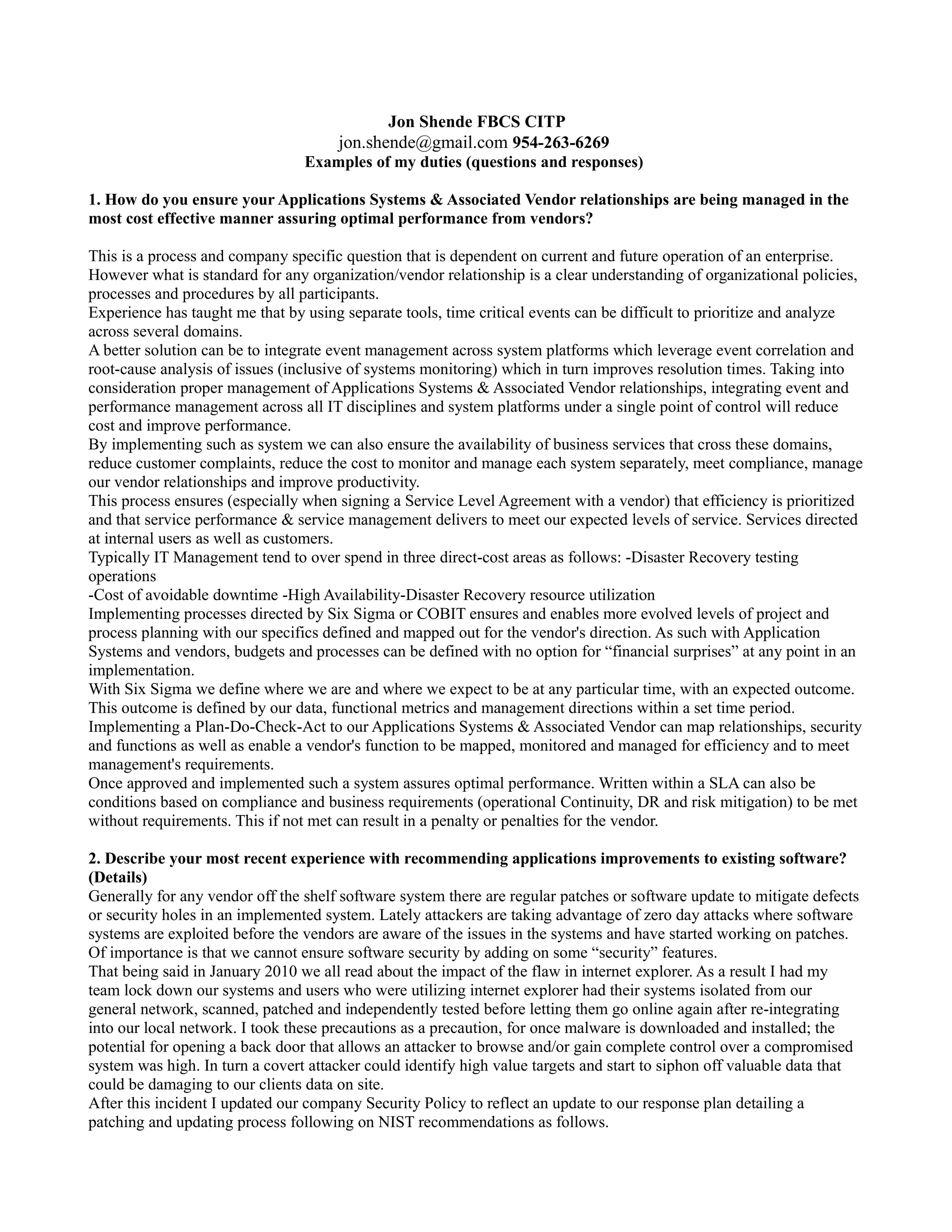 Jon shende fbcs citp q&a | PDF