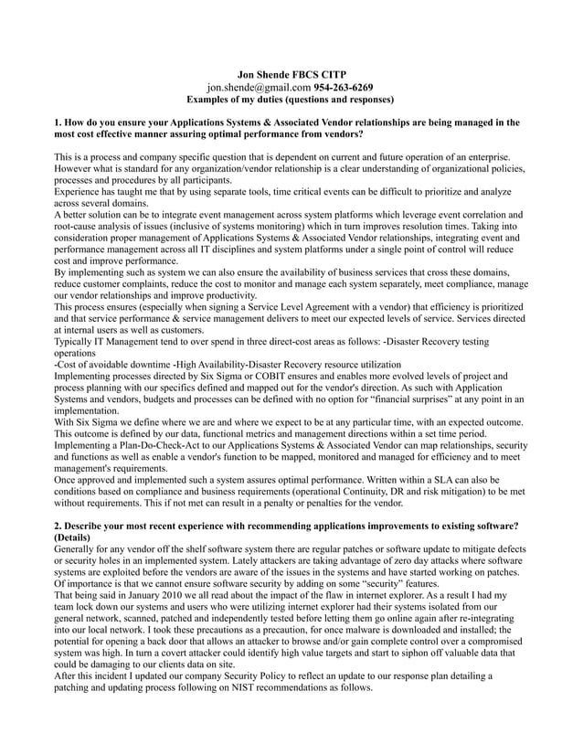 Jon shende fbcs citp q&a | PDF