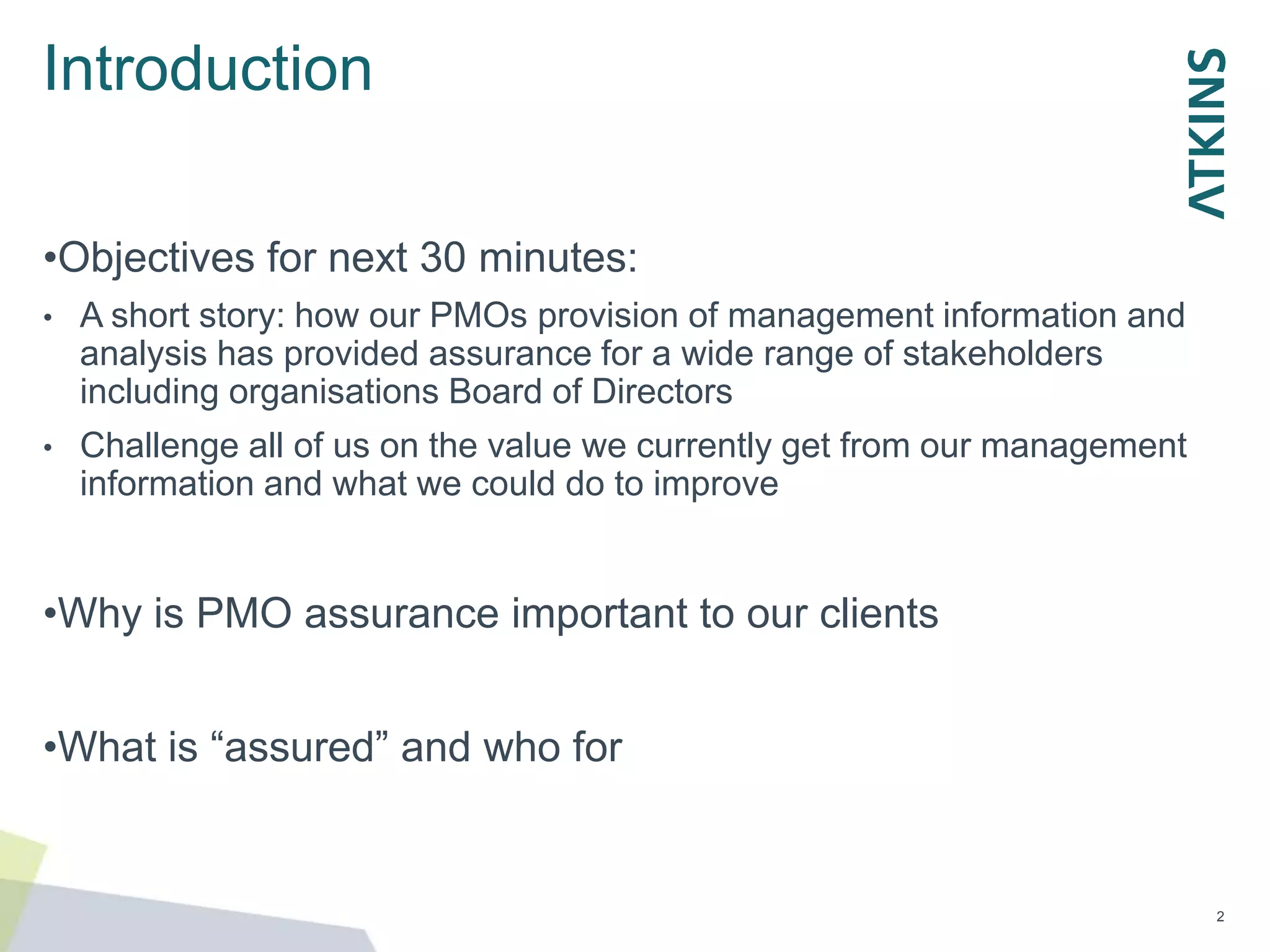 PMO Assurance: getting value from management information: Jon Street ...