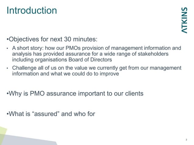 PMO Assurance: getting value from management information: Jon Street ...