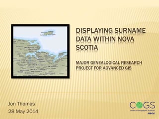 Nova Scotia Surnames and Mapping Methods | PPT