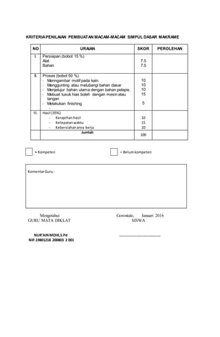 Joobsheet Kria Tekstil | DOCX