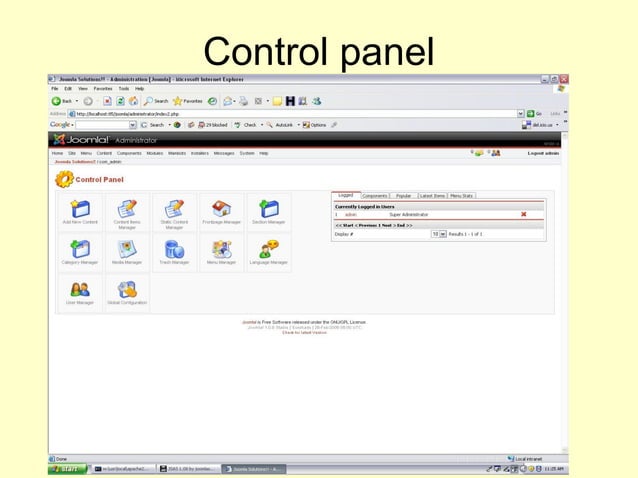Joomla Intro | PPT | Web Design and HTML | Internet