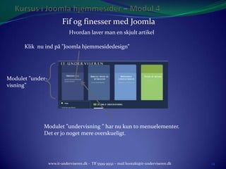 Joomla undervisning modul 4 - FIF og FINESSER | PPT