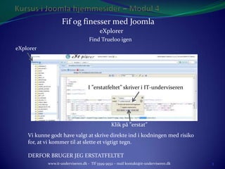 Joomla undervisning modul 4 - FIF og FINESSER | PPT