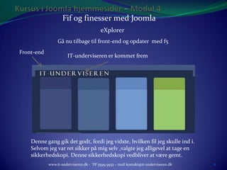 Joomla undervisning modul 4 - FIF og FINESSER | PPT