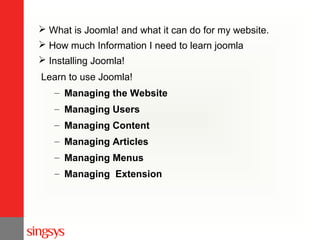 Joomla Introduction & Installation Tutorial | PPT