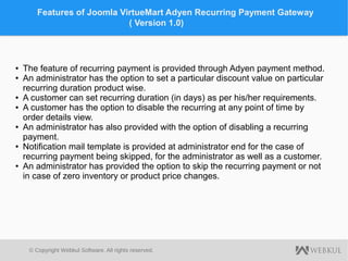 Joomla VirtueMart adyen recurring payment gateway | PPT