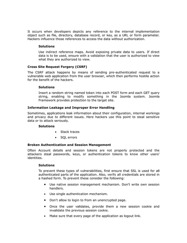 Joomla Web Application Development Vulnerabilities Pdf