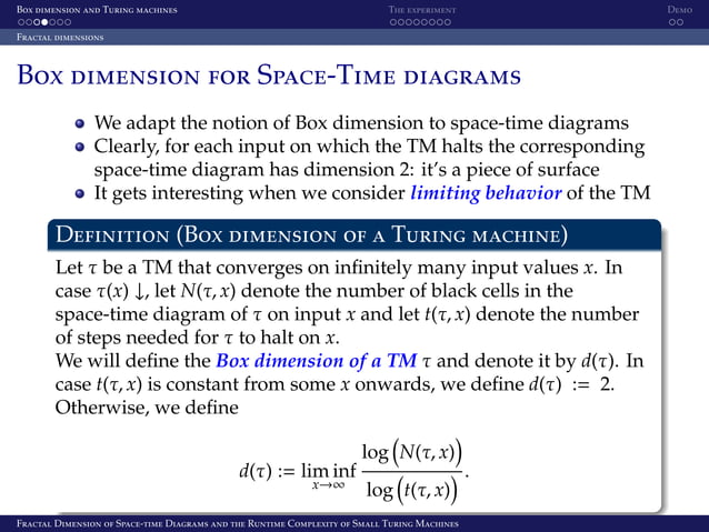 Fractal Dimension of Space-time Diagrams and the Runtime Complexity of ...