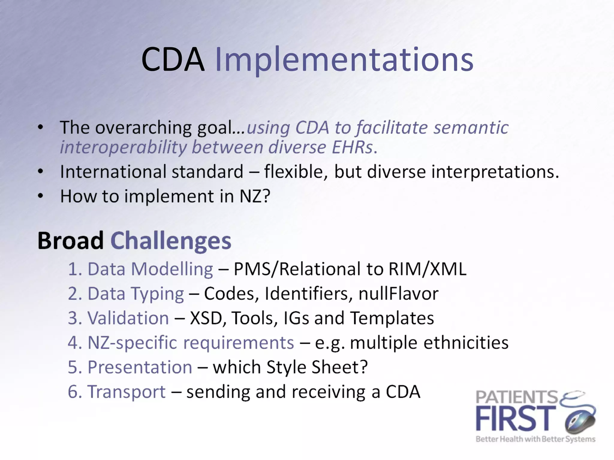 Clinical Document Architecture Implementations - Lessons Learnt to Date ...