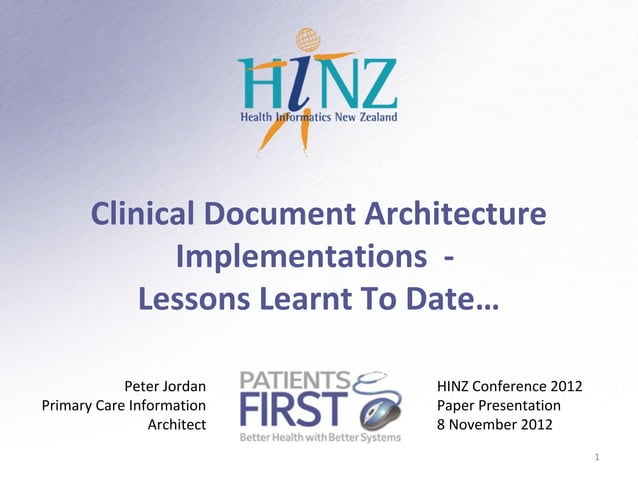 Clinical Document Architecture Implementations - Lessons Learnt to Date | PPT | Desktop ...