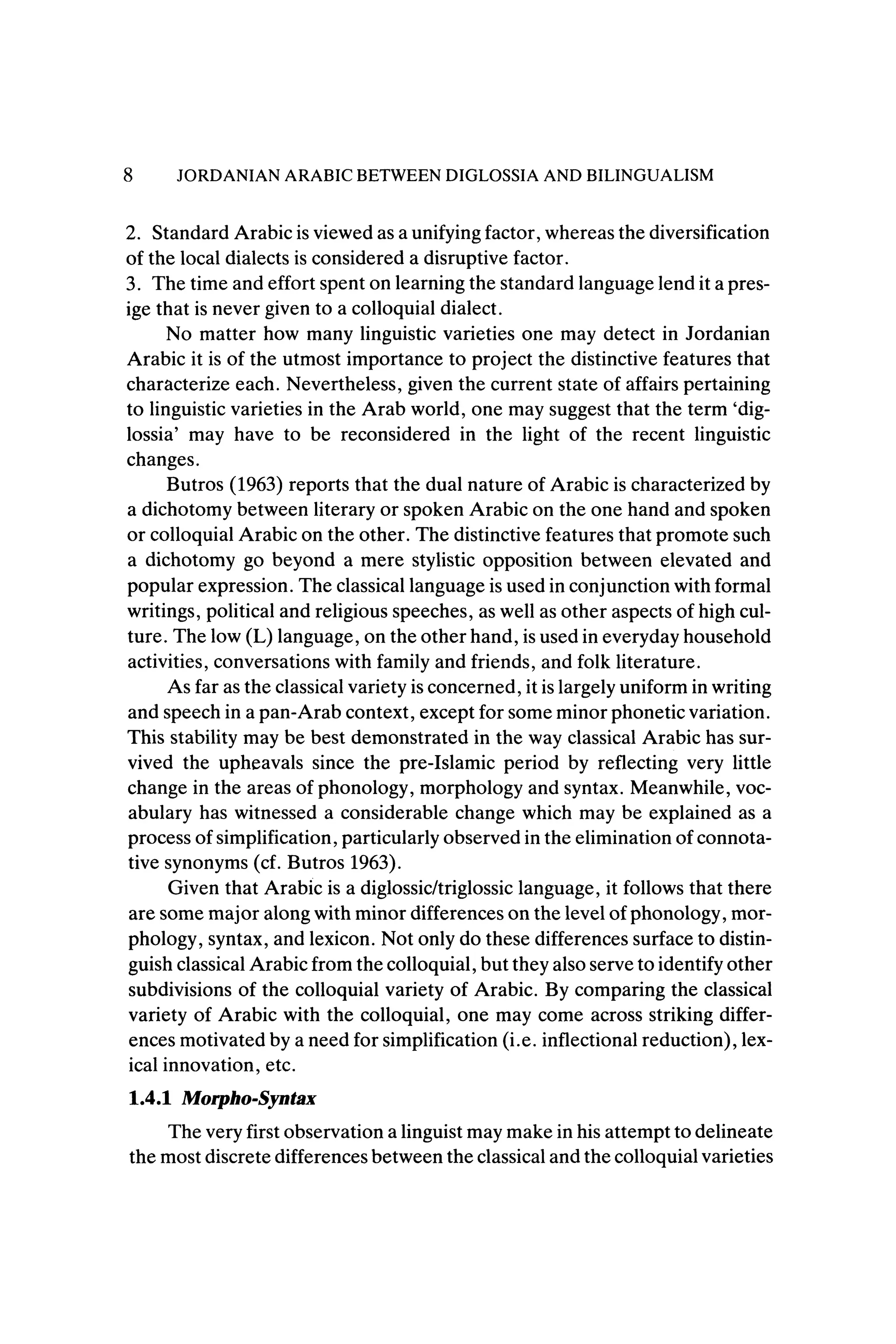 Jordanian arabic between diglossia and bilingualism | PDF