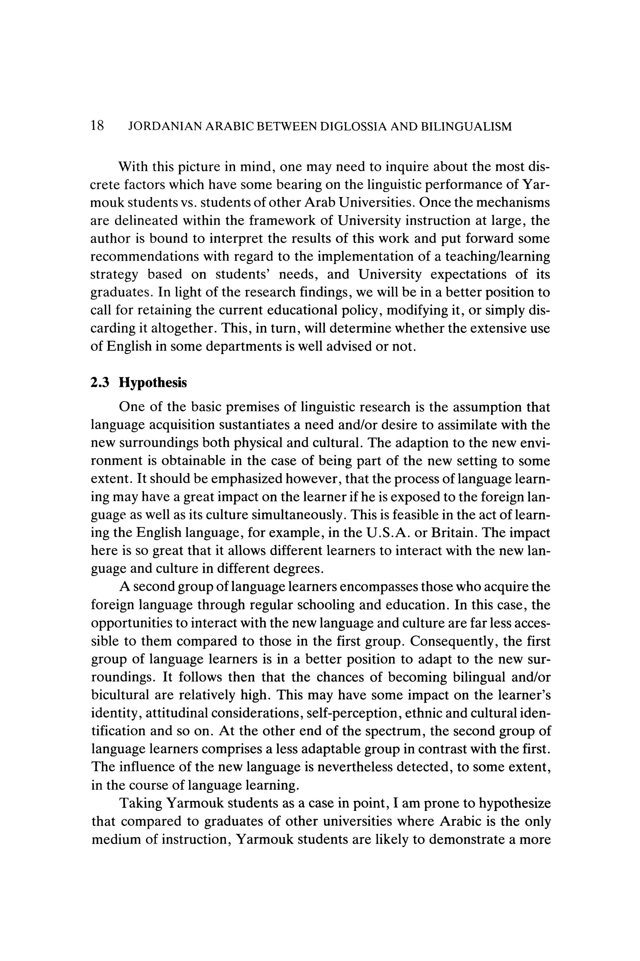 Jordanian arabic between diglossia and bilingualism | PDF