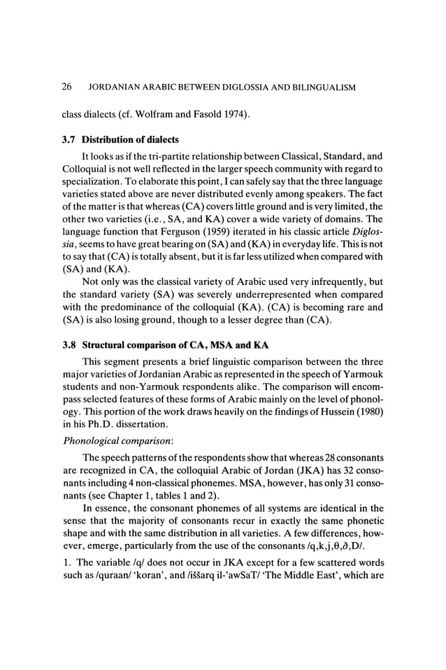 Jordanian arabic between diglossia and bilingualism | PDF