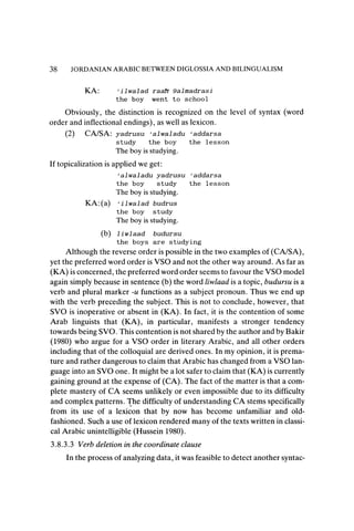 Jordanian arabic between diglossia and bilingualism | PDF