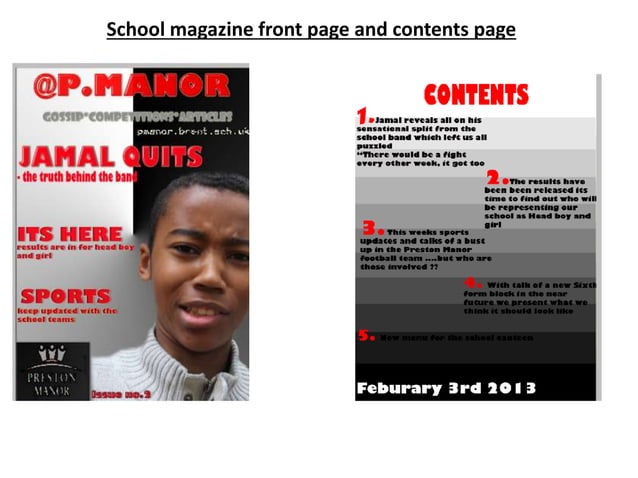 Jordans blogger print screen front cover and contents page | PPT