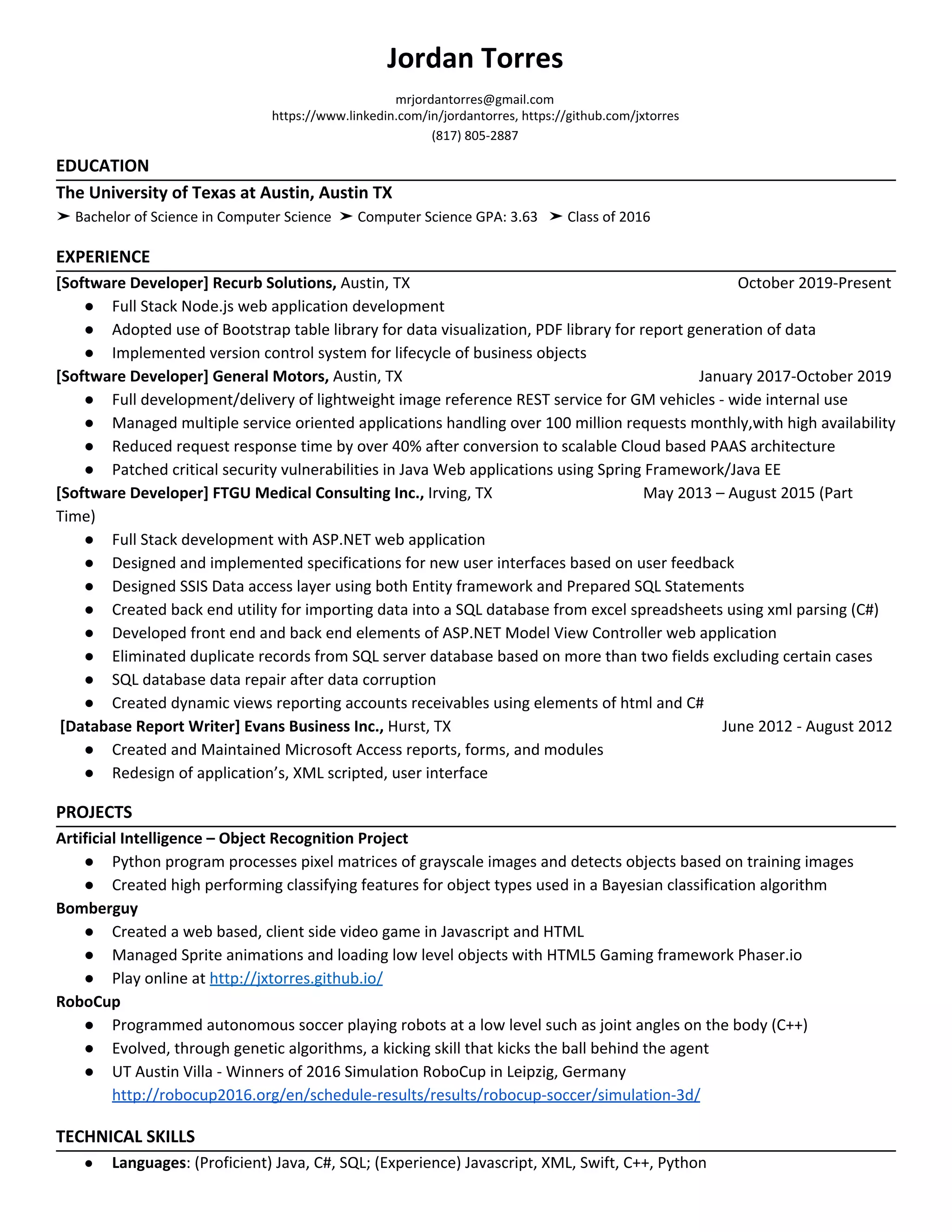 Jordan Torres Resume Feb 2020 | PDF