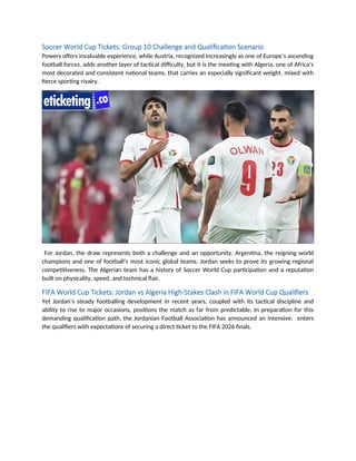 Jordan vs Algeria Tickets World Cup Qualifiers Jordan and Algeria Set ...