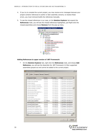 Module 1: Introduction to .NET Framework 3.5 (Material) | PDF