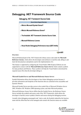 Module 1: Introduction to .NET Framework 3.5 (Material) | PDF