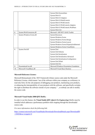 Module 1: Introduction to .NET Framework 3.5 (Material) | PDF