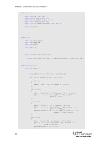 Module 2: C# 3.0 Language Enhancements (Material) | PDF