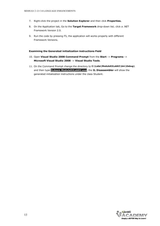 Module 2: C# 3.0 Language Enhancements (Material) | PDF