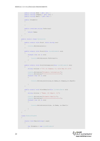 Module 2: C# 3.0 Language Enhancements (Material) | PDF