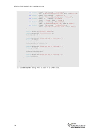 Module 2: C# 3.0 Language Enhancements (Material) | PDF