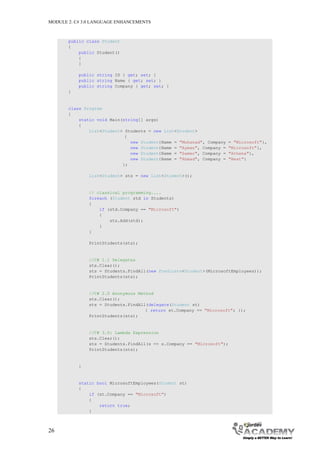 Module 2: C# 3.0 Language Enhancements (Material) | PDF