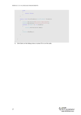 Module 2: C# 3.0 Language Enhancements (Material) | PDF