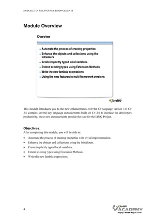 Module 2: C# 3.0 Language Enhancements (Material) | PDF