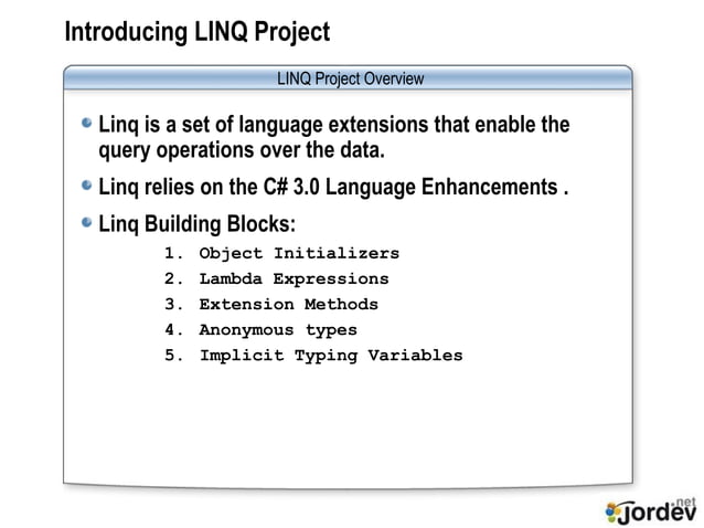 Module 3 Introduction To Linq Powerpoint Slides Ppt Databases 8720